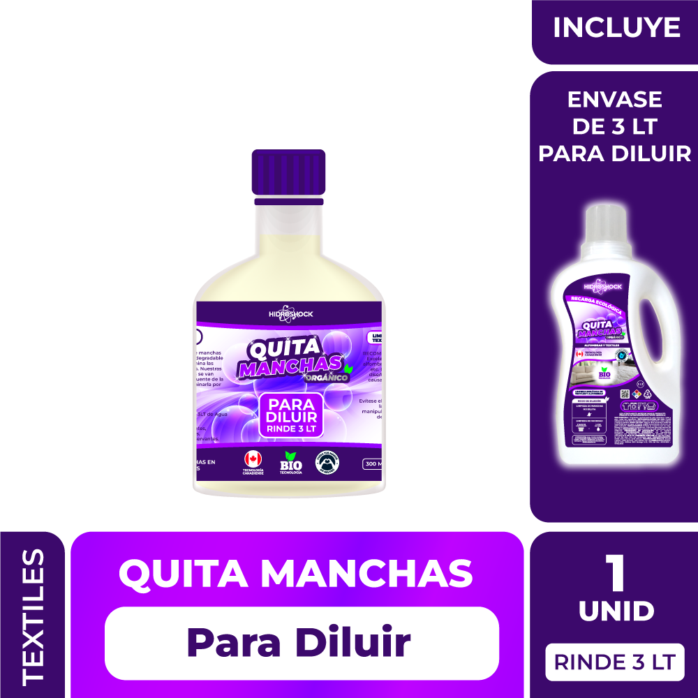 Quita Manchas Recarga rinde 3 LT (Incluye envase VACÍO de 3 LT para di ...